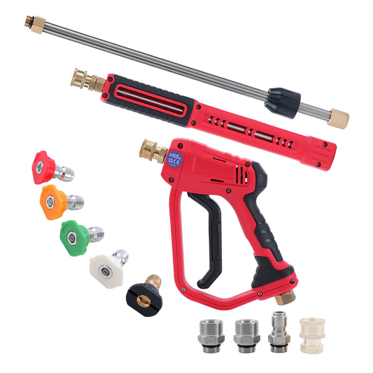 Pressure Washer Gun 3 in 1 with 5 Nozzle Tips, 3 connectors & Brass Qu