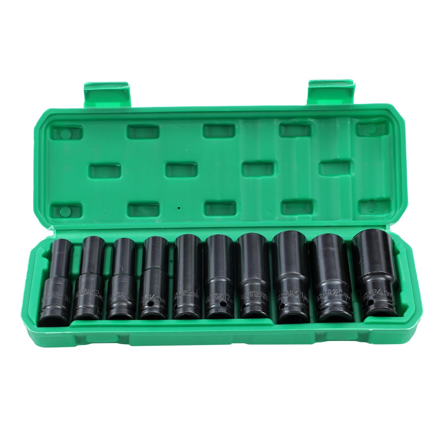 Impact Deep Socket Set 1/2" 10PCs 8~24mm Carbon Steel